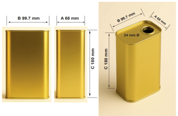 1L RECTANGULAR METAL CAN - Jerusalemcans