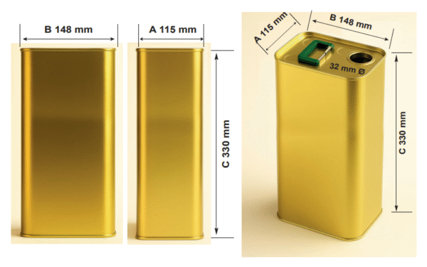 5L RECTANGULAR METAL CAN - Jerusalemcans